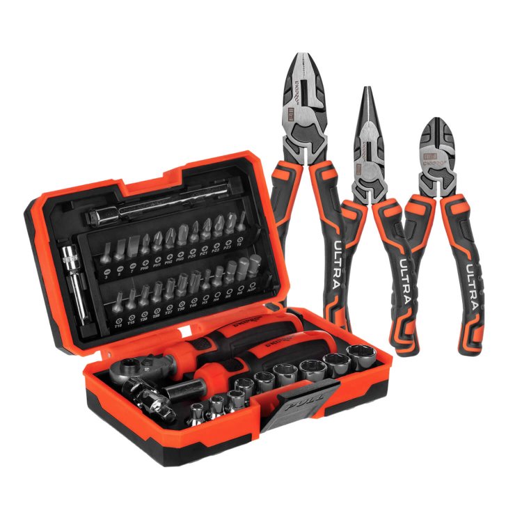 Акційний набір: Набір шарнірно-губцевого інструменту Dnipro-M ULTRA 3 шт. + Набір викруток з ...
