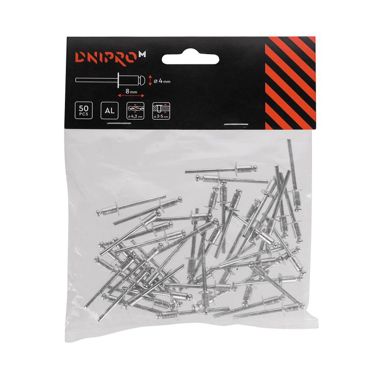 ᐅ Заклепка алюмінієва Dnipro-M 4*8 мм (50 шт.) • Купити в Україні