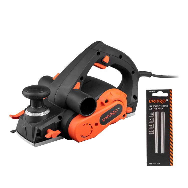 Акційний набір: Електрорубанок Dnipro-M PL-82 (2021) + Ніж для рубанка KP-82X • Купити в Україні