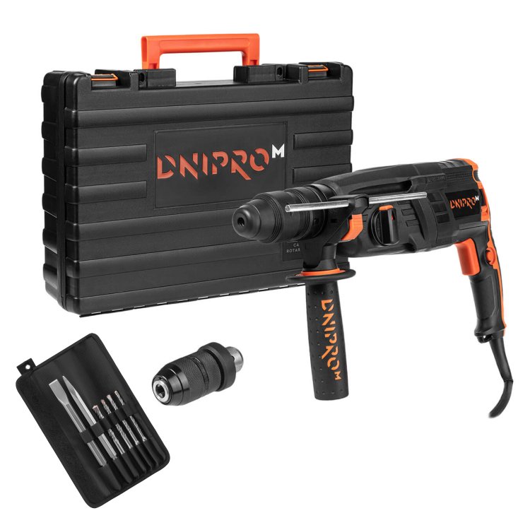 Акційний набір: Перфоратор прямий Dnipro-M RH-12Q + Набір бурів та зубил 6 шт. • Купити в Україні