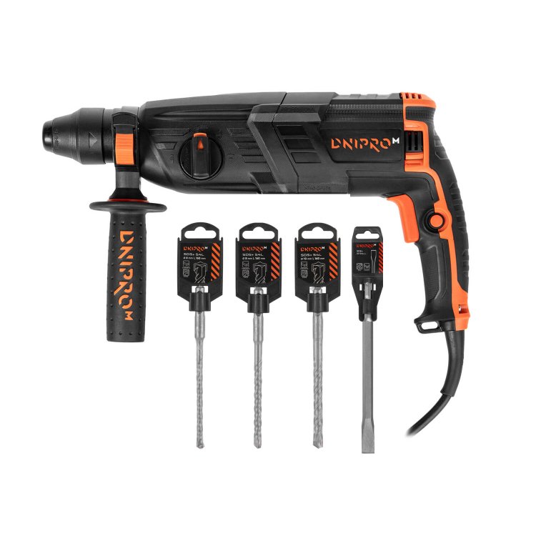 Акційний набір: Перфоратор прямий Dnipro-M RH-12 + Бур SDS+ S4L 160 мм (3 шт.) + Зубило 14*250 ...
